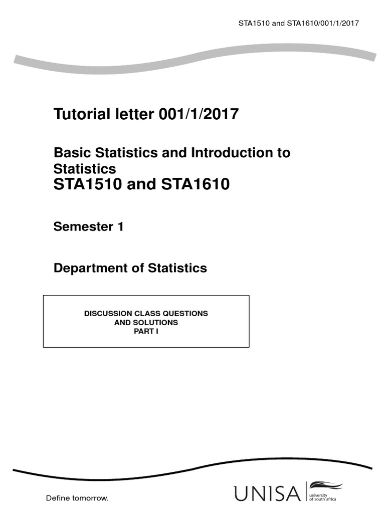 STA1510 STA1610 2017 TL Part I Questions and Solutions | PDF ...