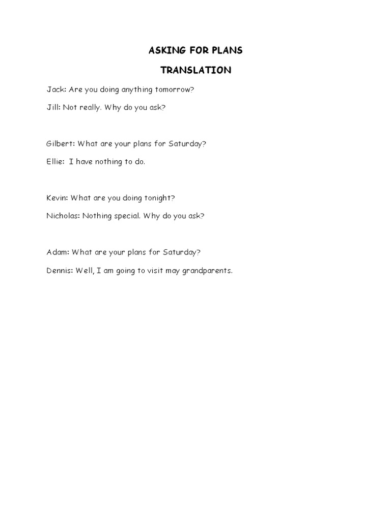 Conversation About Weekend Plans | PDF
