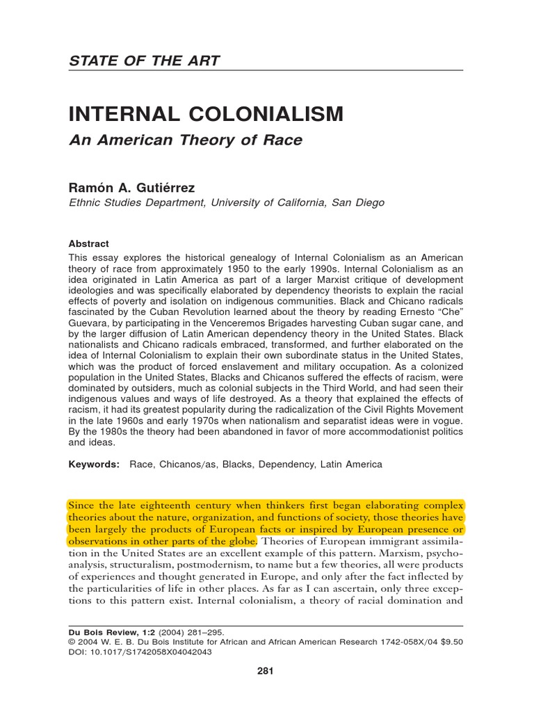 Internal Colonialism An American Theory of Race | PDF | Chicano ...