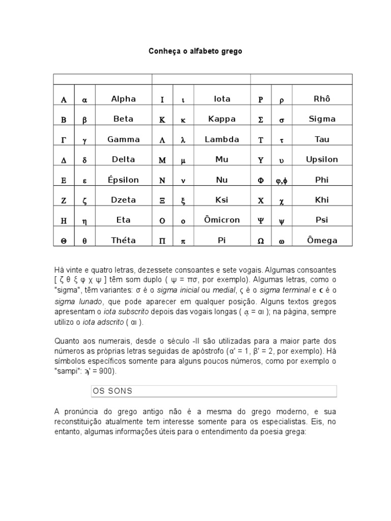 Alfabeto Grego | PDF | Semântica | Linguística