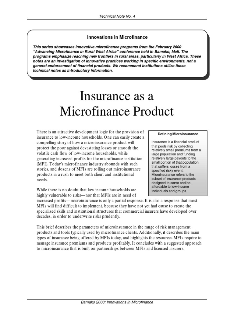 Insurance As A Microfinance Product | PDF | Life Insurance | Insurance
