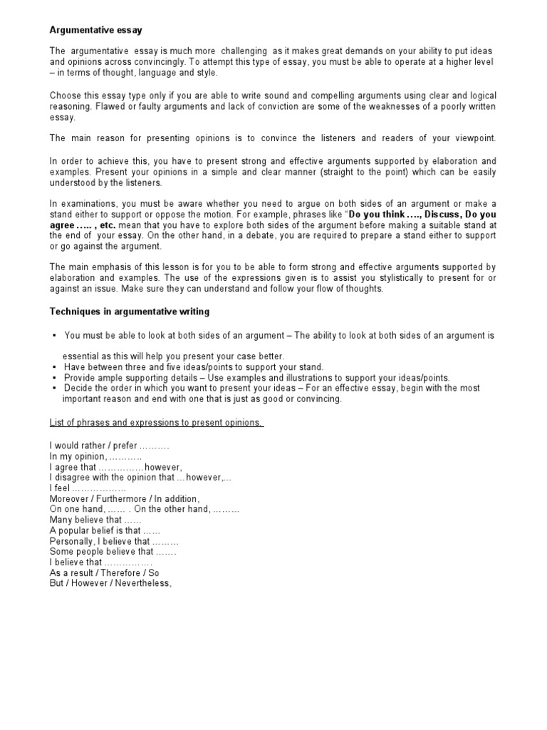 Argumentative Essay | PDF | Test (Assessment) | Essays