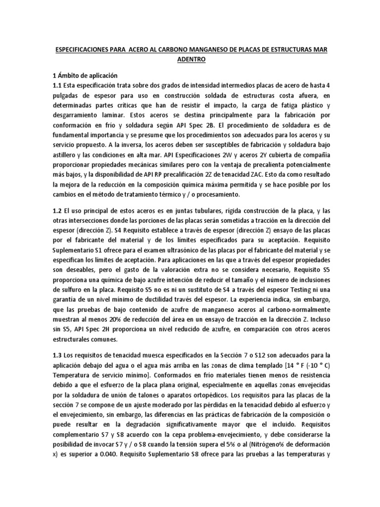 API 2H Español | PDF | Acero | Tratamiento a base de calor