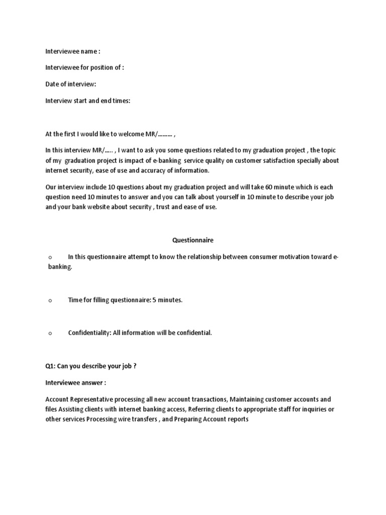 E Banking Questionnaire | Download Free PDF | Online Banking | Banks ...