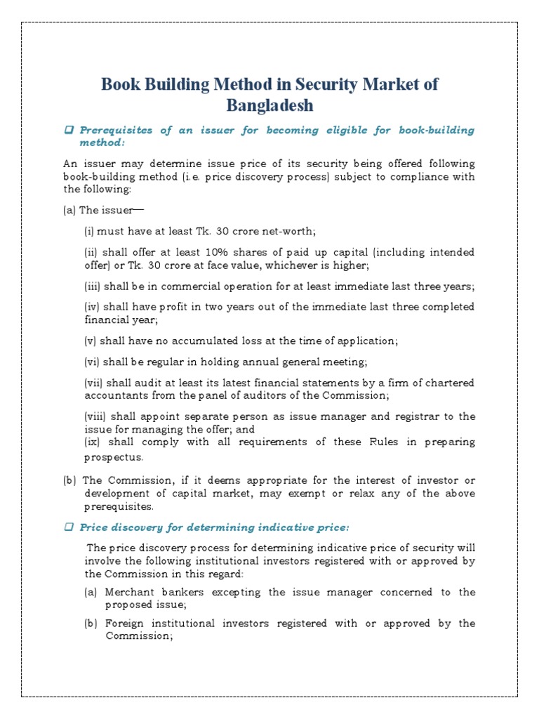 Book Building Method in Security Market of Bangladesh | PDF ...