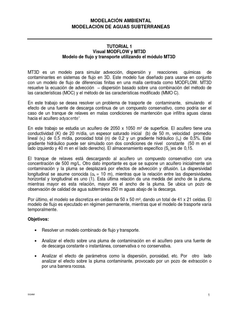 Tutorial 1 Visual Modflow Mt3d | PDF | Agua subterránea | Agua y política