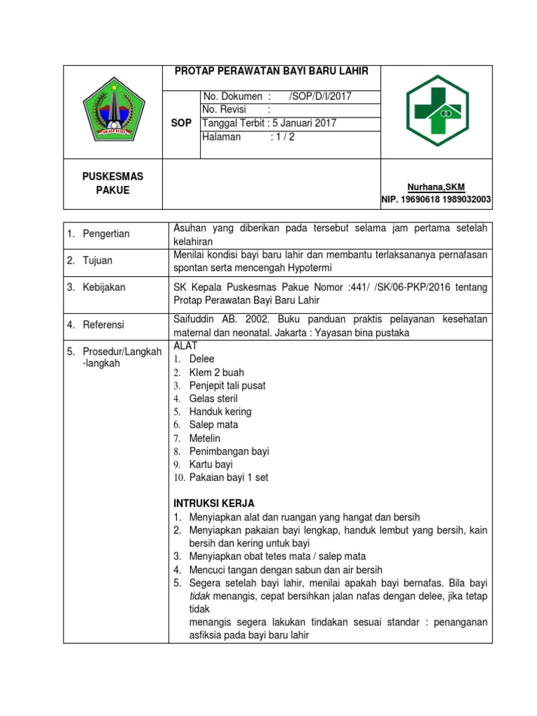 Protap Perawatan Bayi Baru Lahir | PDF