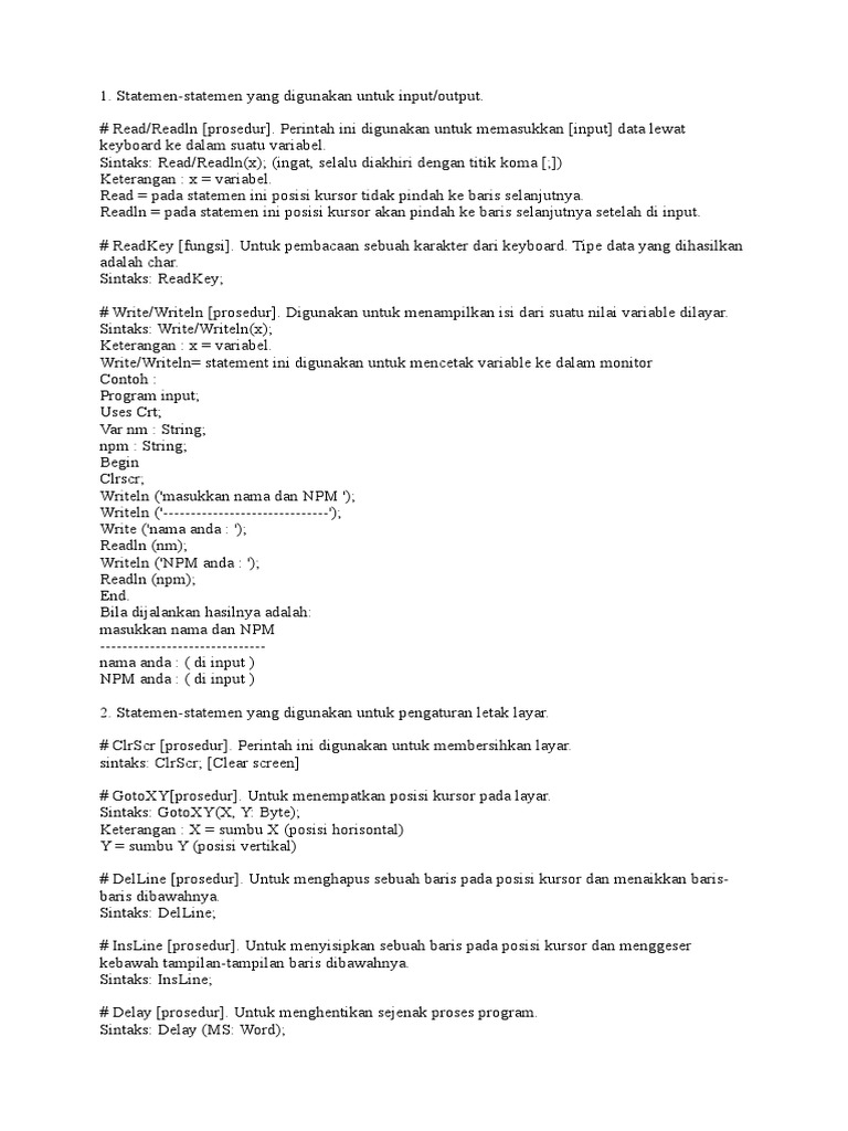 Contoh Dua Latihan Pascal | PDF