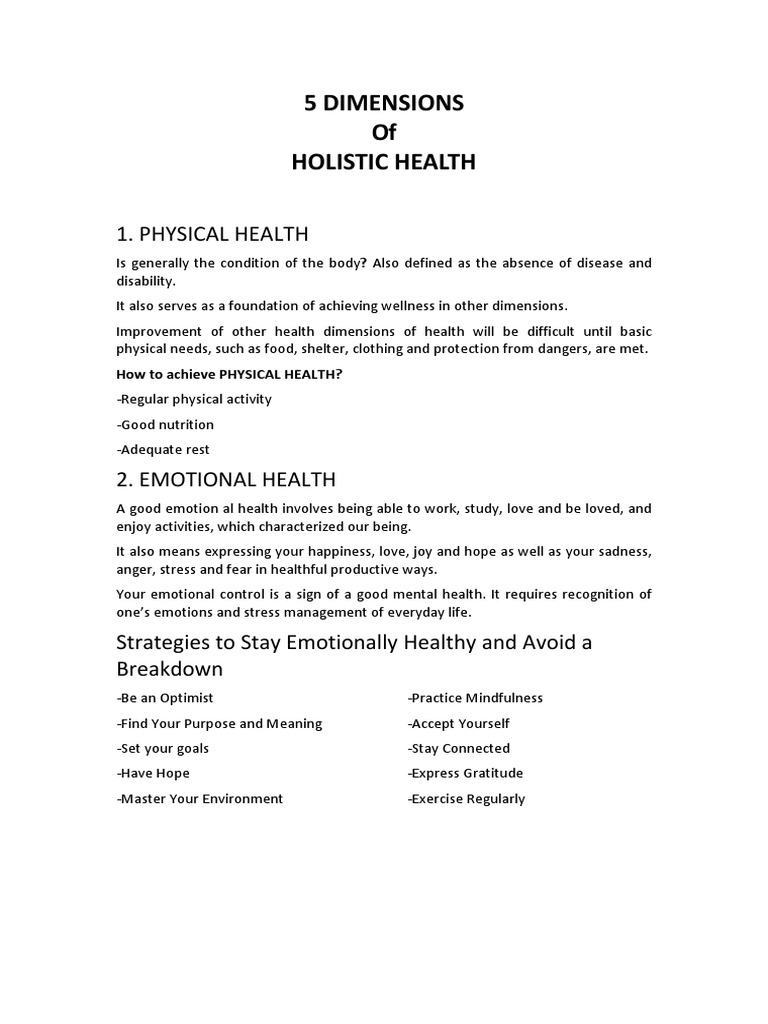 5 Dimensions | PDF | Mental Health | Emotions