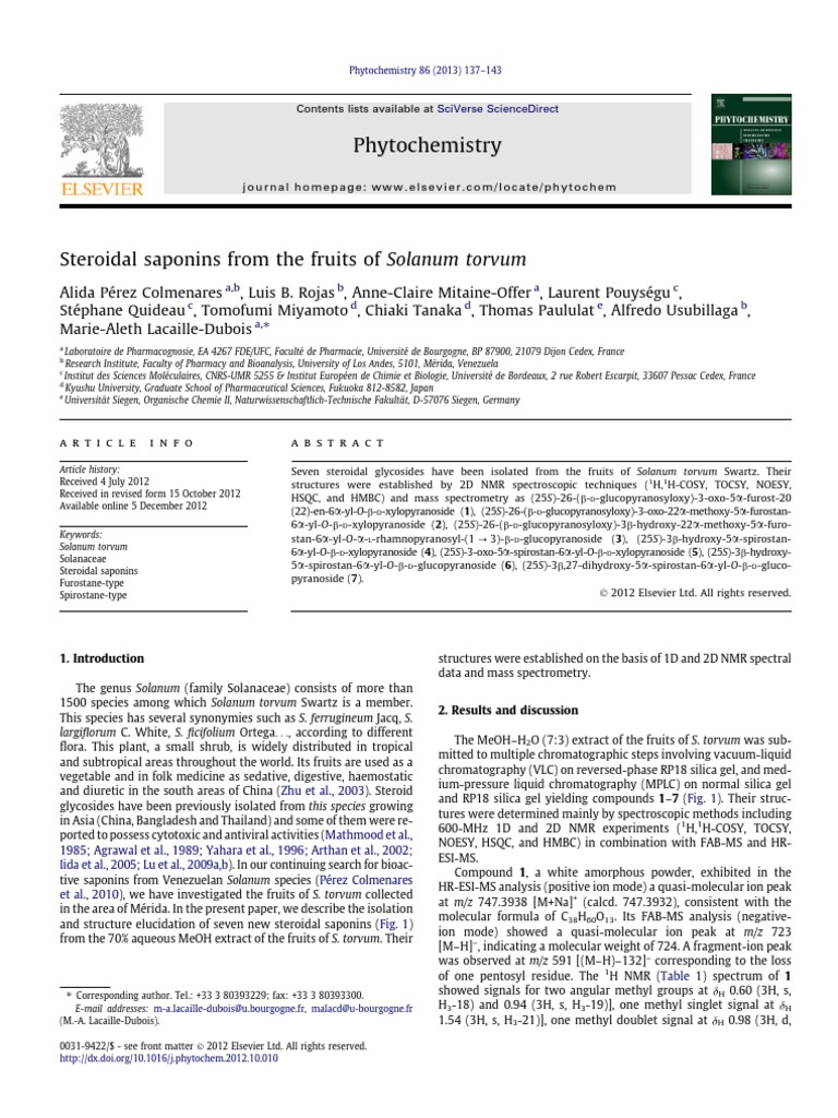 Phytochemistry: Sciverse Sciencedirect | PDF | Two Dimensional Nuclear ...
