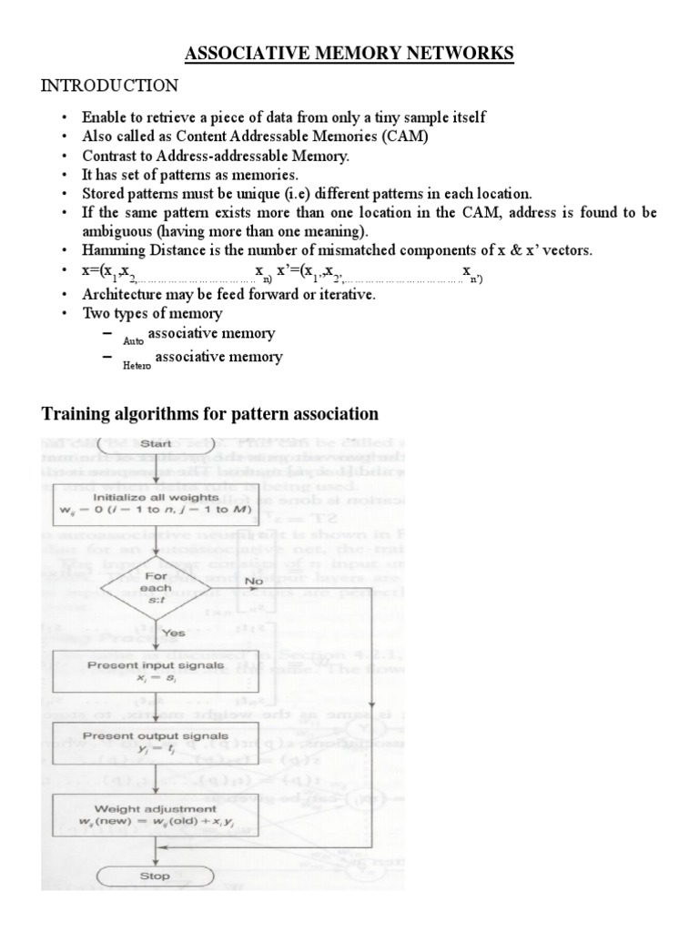 Associative Memory | PDF | Matrix (Mathematics) | Algorithms