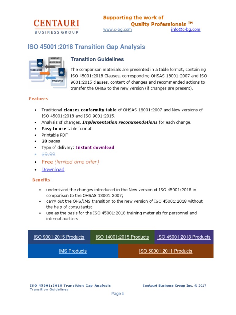 ISO 45001:2018 Gap analysis ISO 45001:2018 Gap analysis