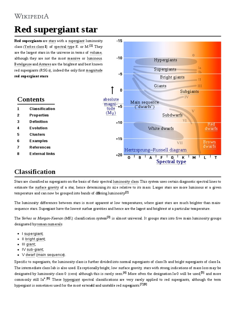 Red Supergiant Star: Supergiants Hypergiants | PDF | Stars | Supernova
