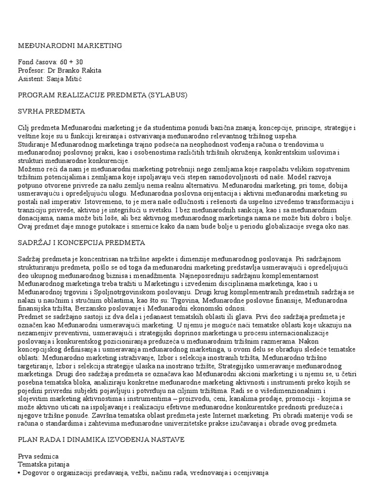 Medjunarodni Marketing | PDF