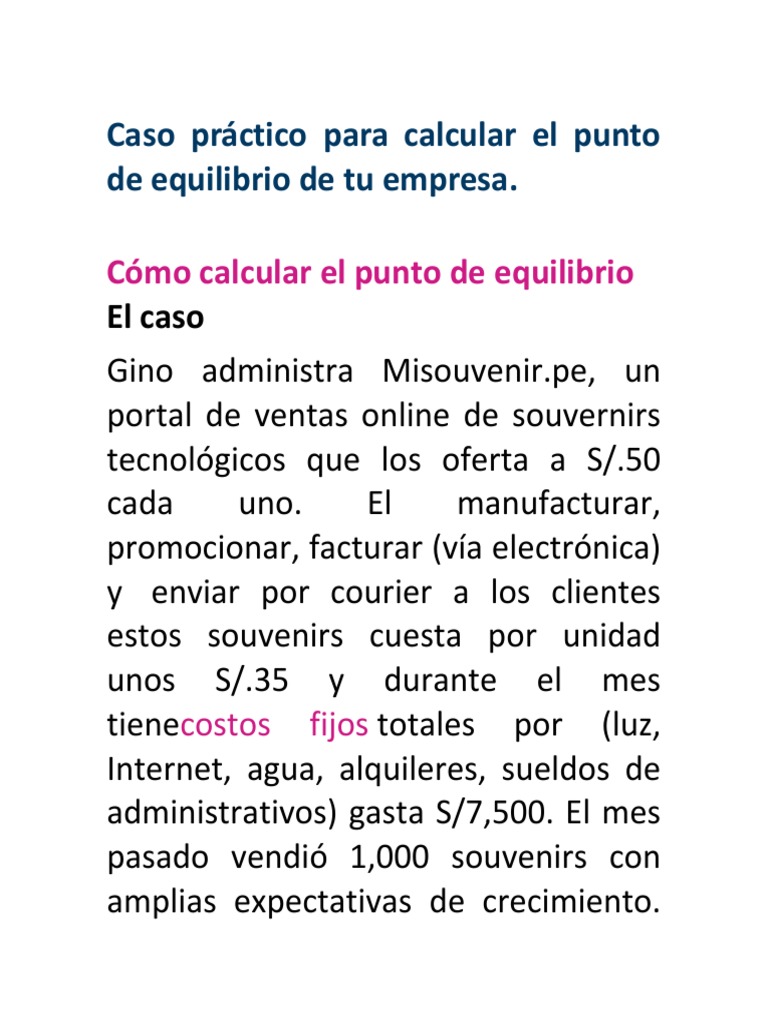 Punto de Equilibrio | Descargar gratis PDF | Economias | Business