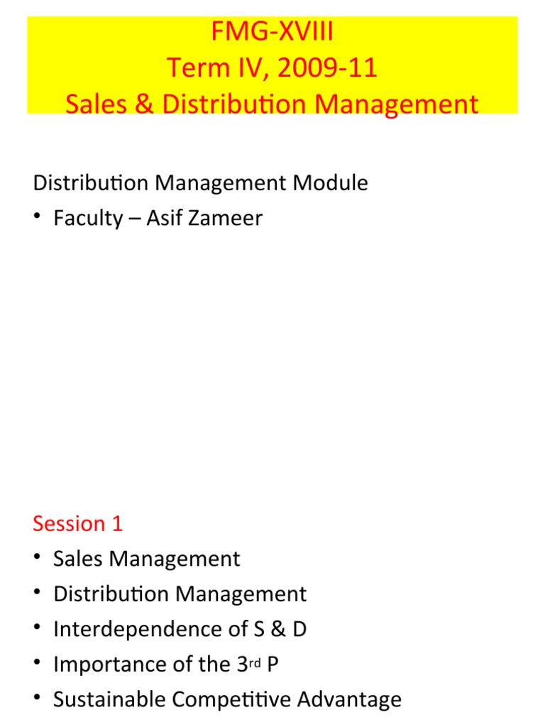 Session 11 - Introduction To Distribution | PDF | Logistics | Marketing