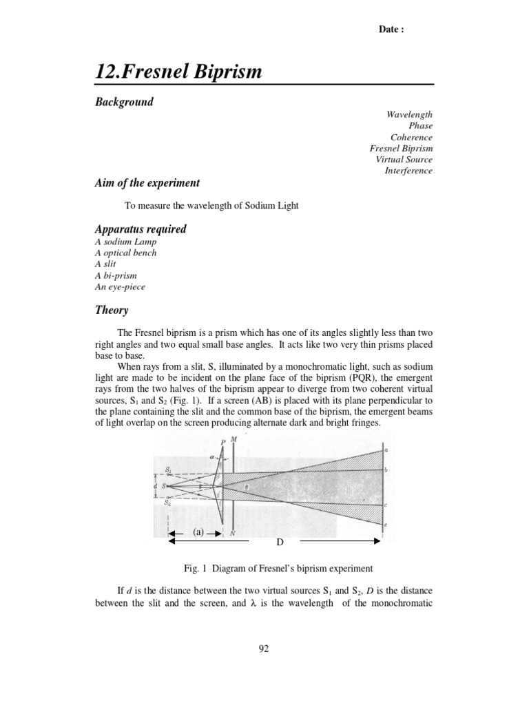 12 Fresnel Biprism | PDF