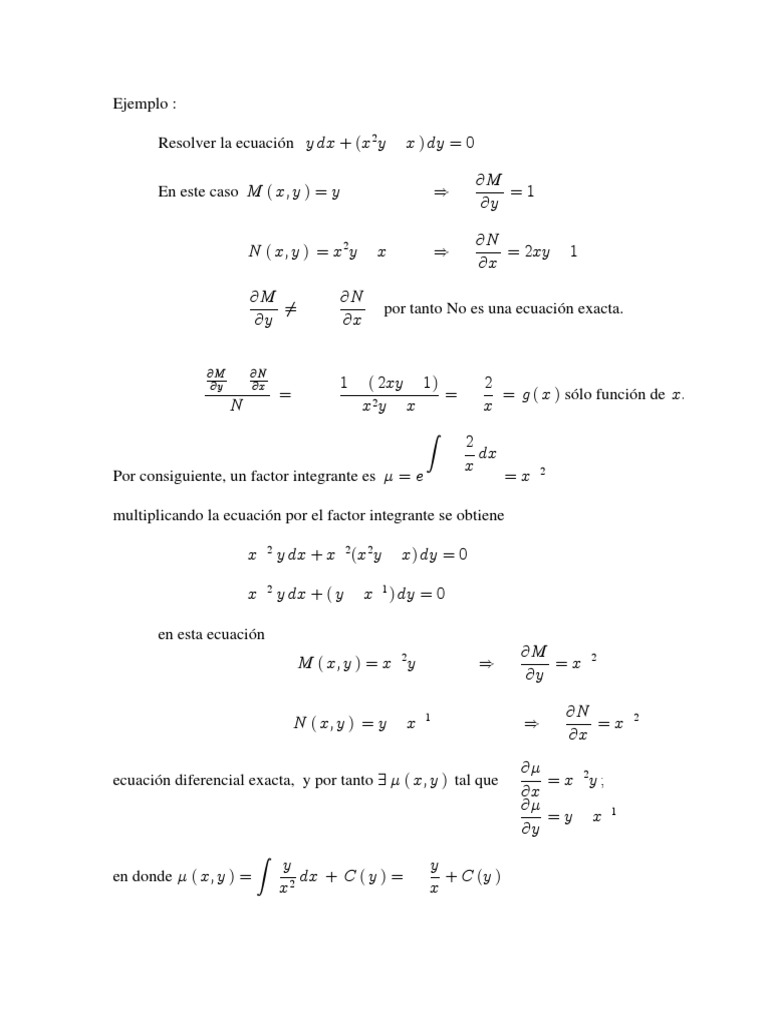 Ejercicios Resueltos Factor Integrante | PDF | Ecuaciones | Verdad lógica