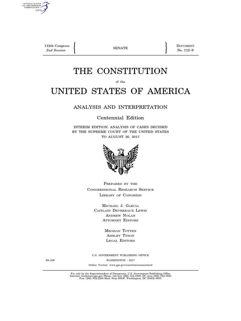 Annotated United States Constitution 2017 | PDF | Fourteenth Amendment ...