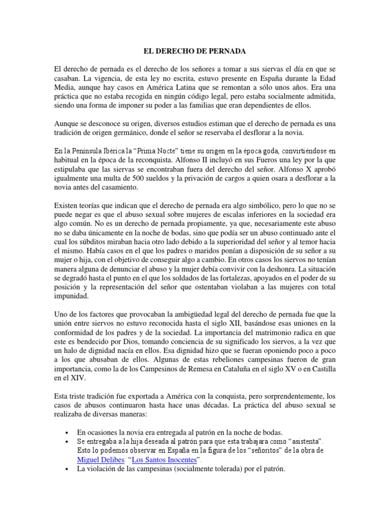 Derecho de Pernada | PDF