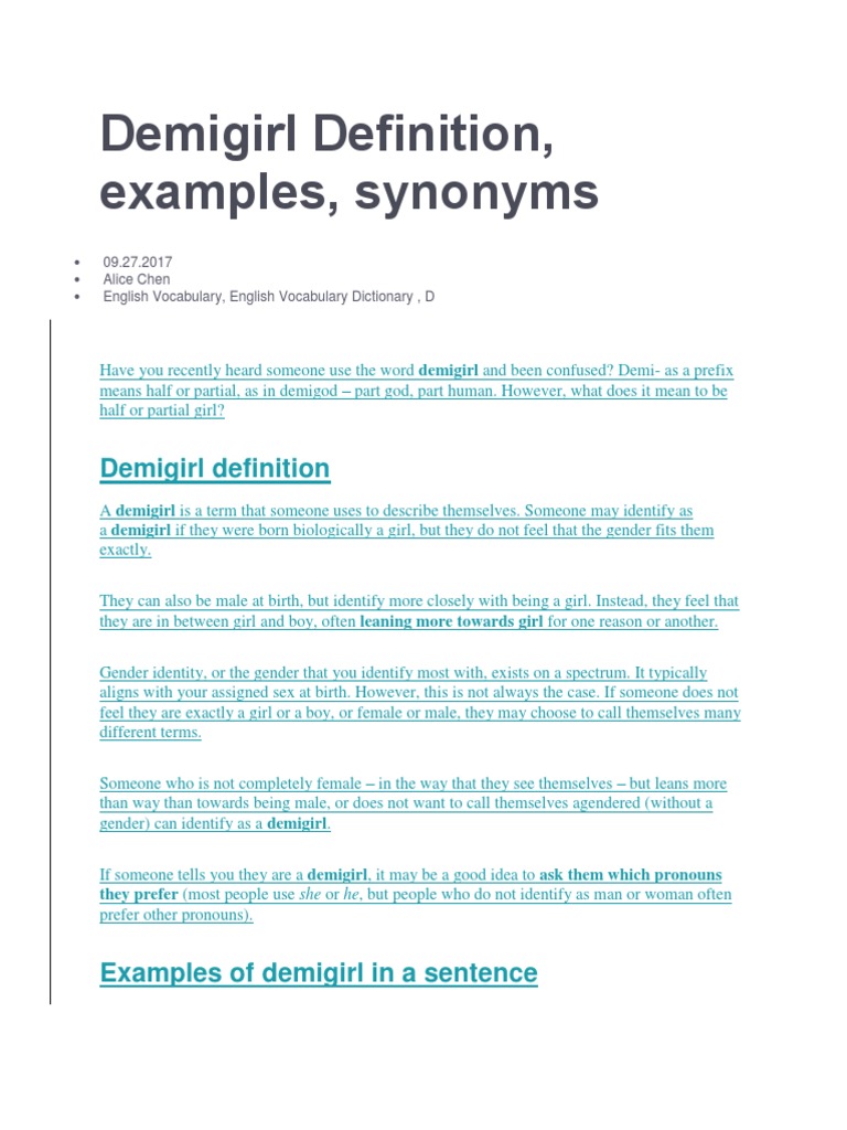Demigirl Definition | PDF | Gender Identity | Gender