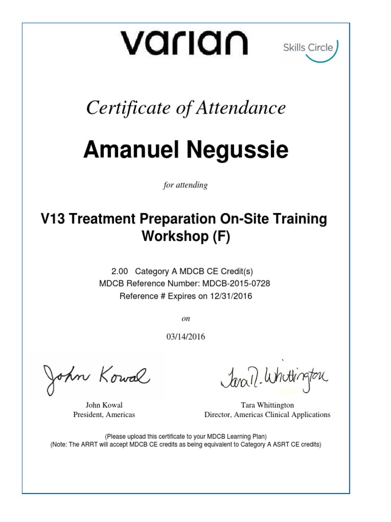 Amanuel Negussie: Certificate of Attendance | PDF | Technology & Engineering