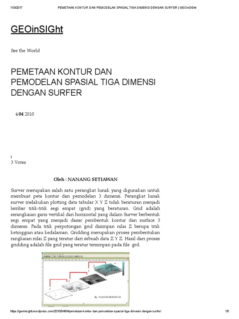 Pemetaan Kontur Dan Pemodelan Spasial Tiga Dimensi Dengan Surfer ...