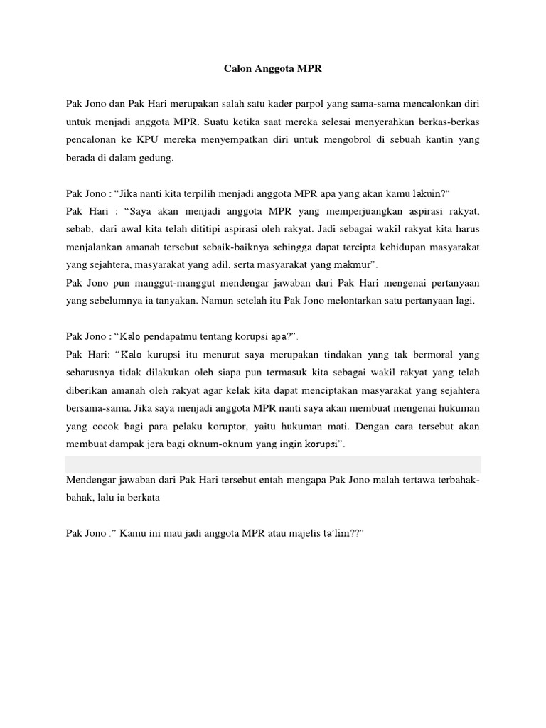 Contoh Teks Anekdot Tentang Politik | PDF