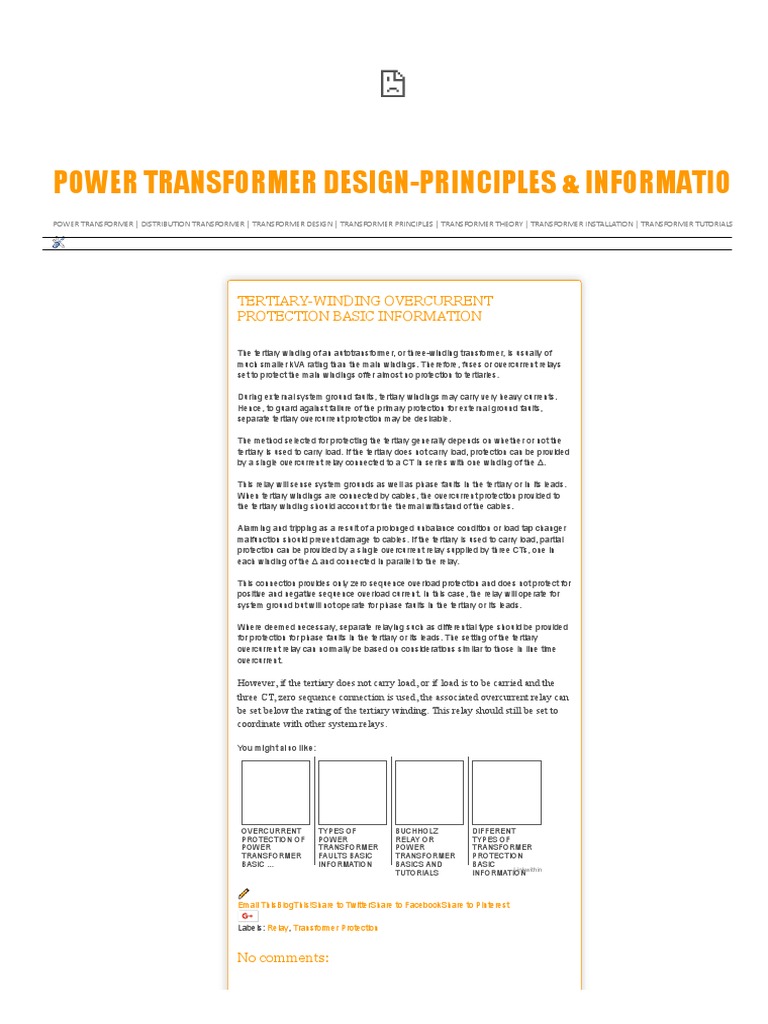 Tertiary Winding | PDF | Transformer | Relay