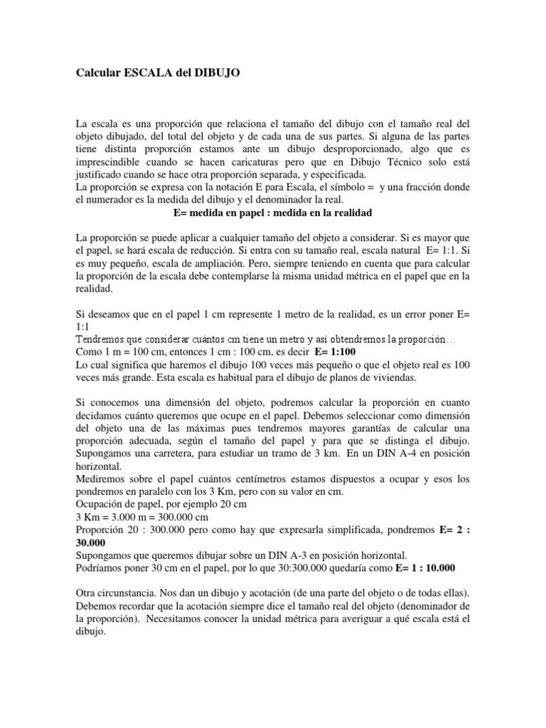 Calcular Escala Del Dibujo | PDF | Dibujo | Dimensión