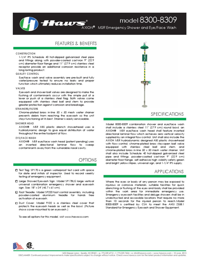 Haws Model 8300 8309 | PDF | Valve | Pipe (Fluid Conveyance)