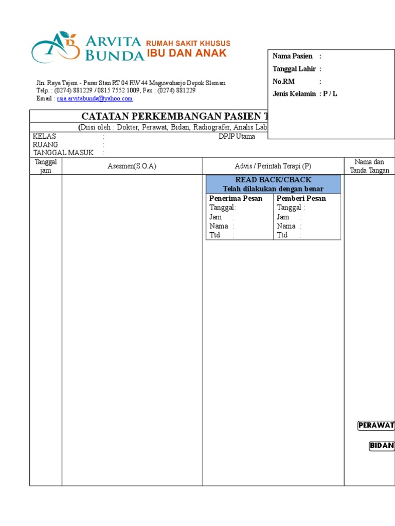 Contoh CPPT Terintegrasi untuk Pasien | PDF