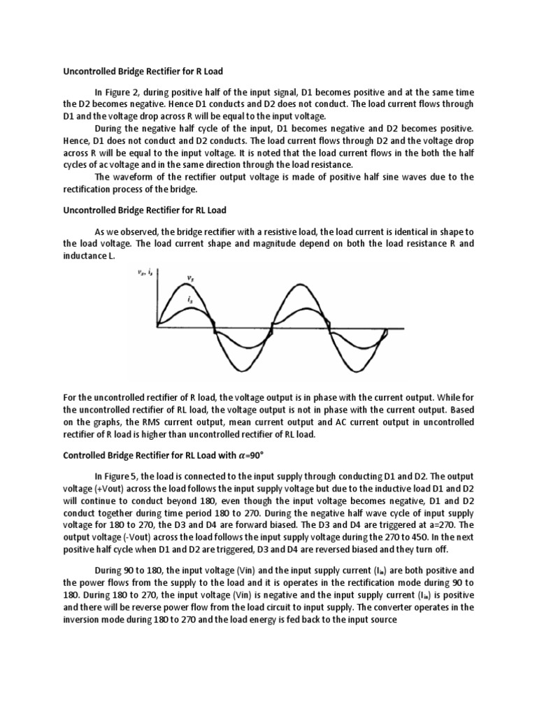 Uncontrolled Bridge Rectifier For R Load | PDF | Rectifier | Direct Current