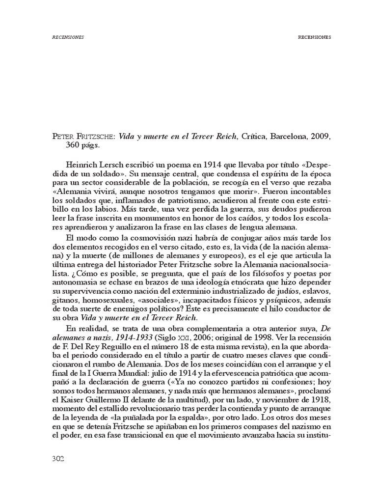 Peter Fritzsche Vida y Muerte en El Tercer Reich | PDF | Alemania nazi ...