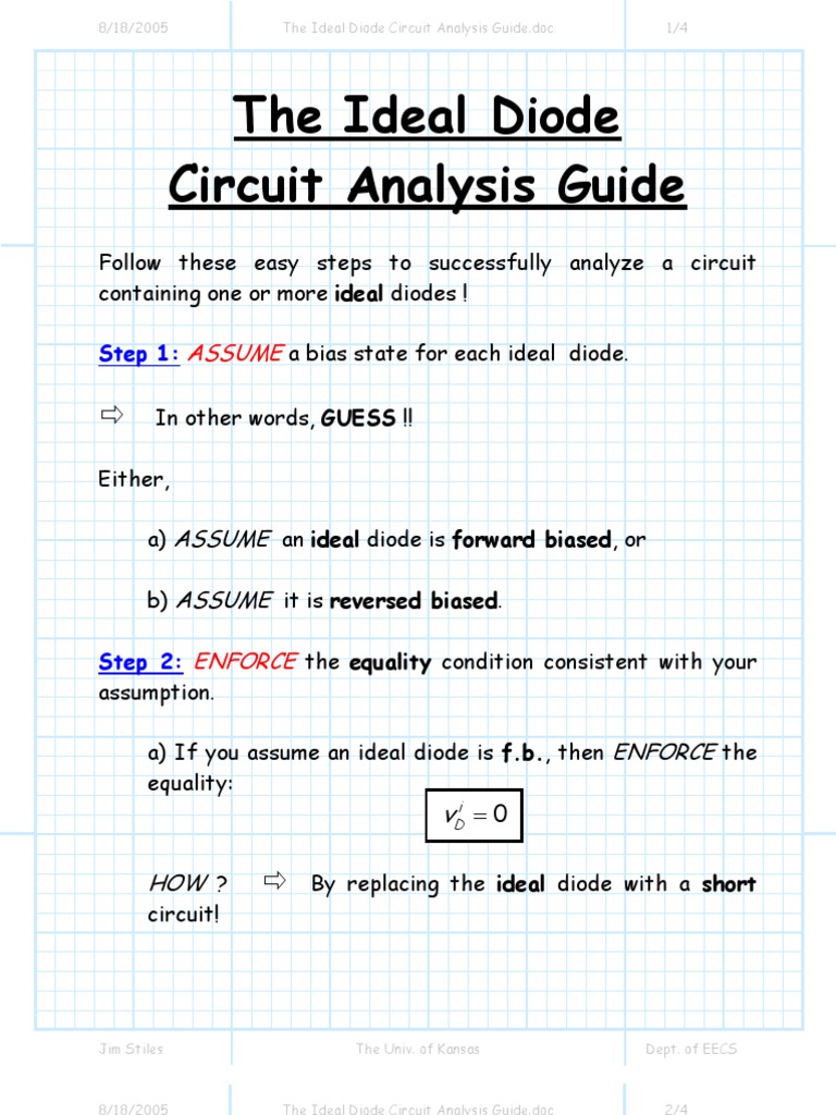 Ideal Diode Circuit Analysis Steps | PDF | Network Analysis (Electrical ...