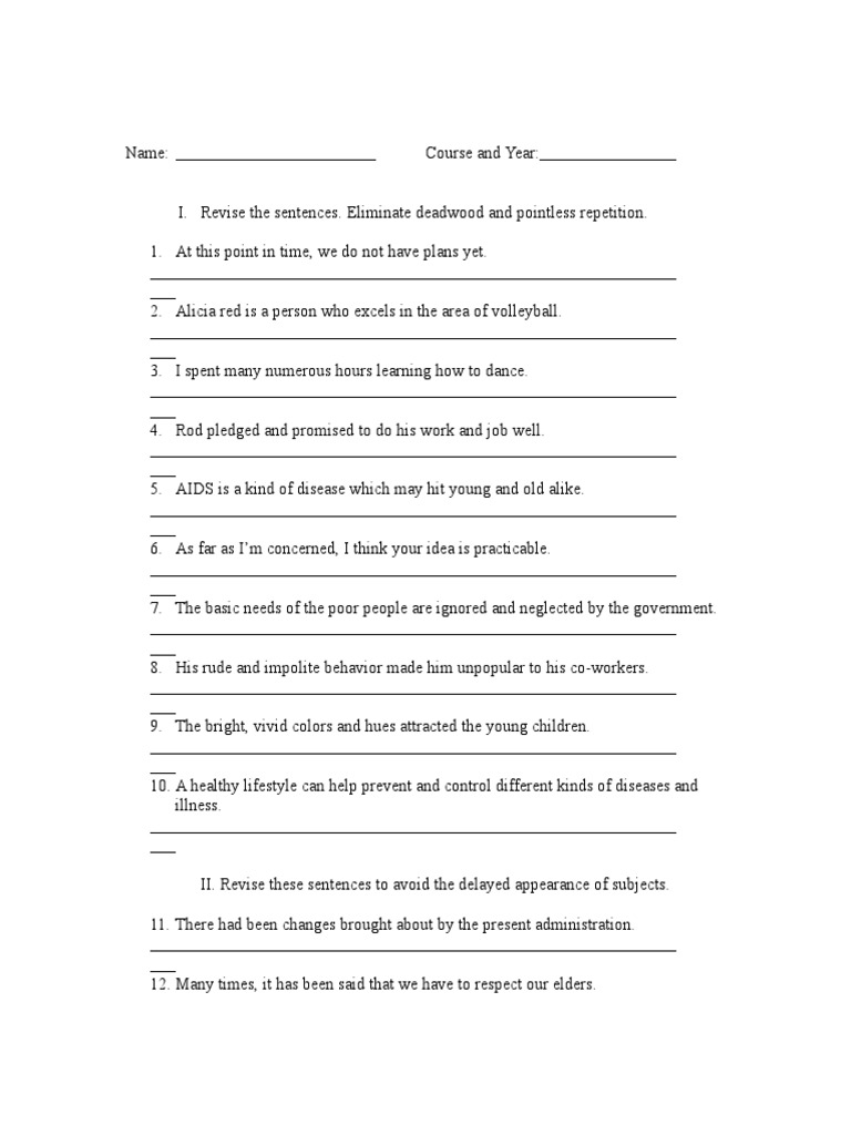 Revise The Sentences | PDF