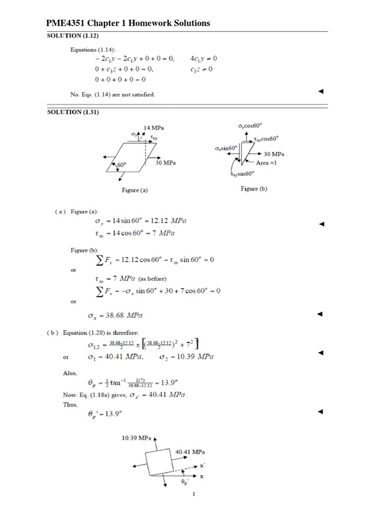 PME4351 Chapter 1 Homework Solutions | PDF