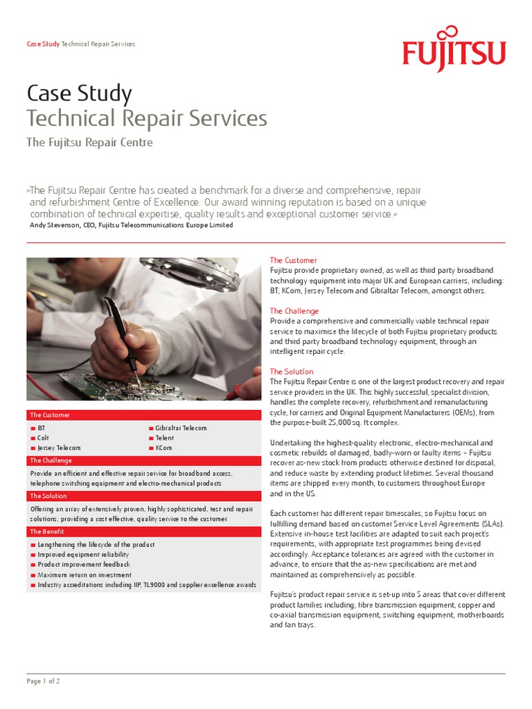 Technical Repair Services: Case Study | PDF | Life Cycle Assessment ...