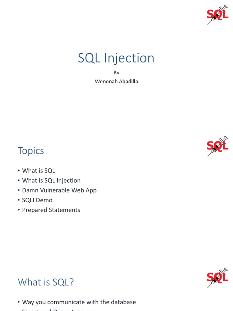 SQL Injection | Download Free PDF | Web Application | Sql