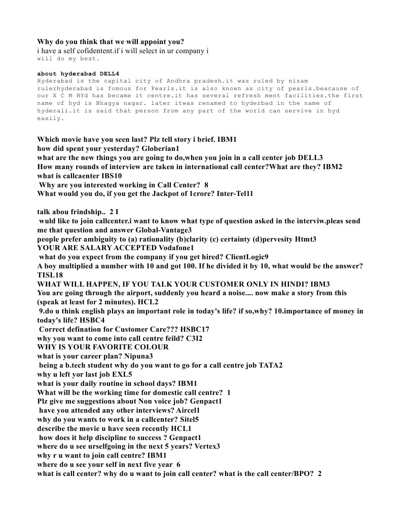 Bpo Interview Question | PDF