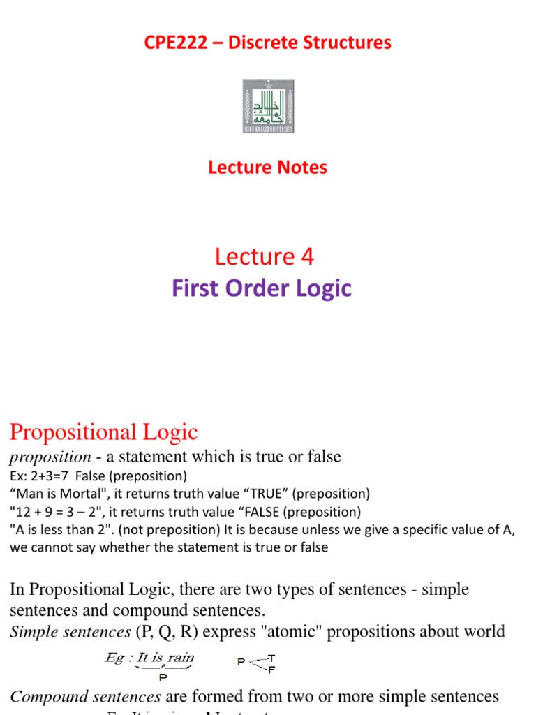 L4-First Order Logic | PDF | Syntax (Logic) | Metalogic