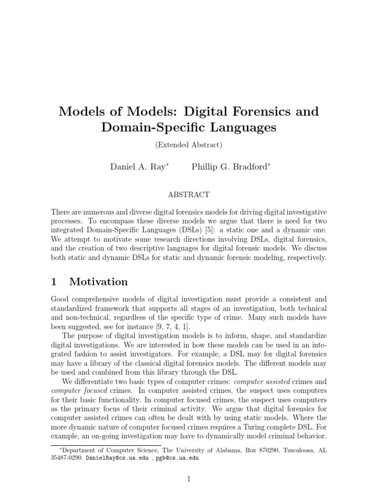 Models of Models: Digital Forensics DSLs | PDF | Digital Forensics | Class (Computer Programming)