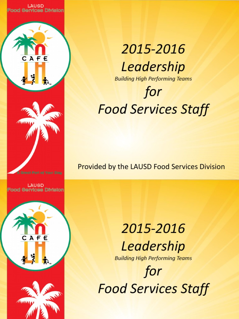 2015-2016 Leadership For Food Services Staff | PDF | Leadership ...