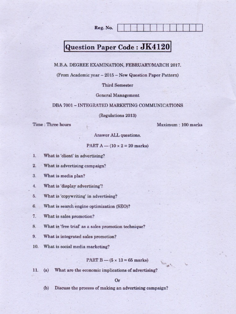 Integrated Marketing Communication - Question Papers | PDF | Promotion ...