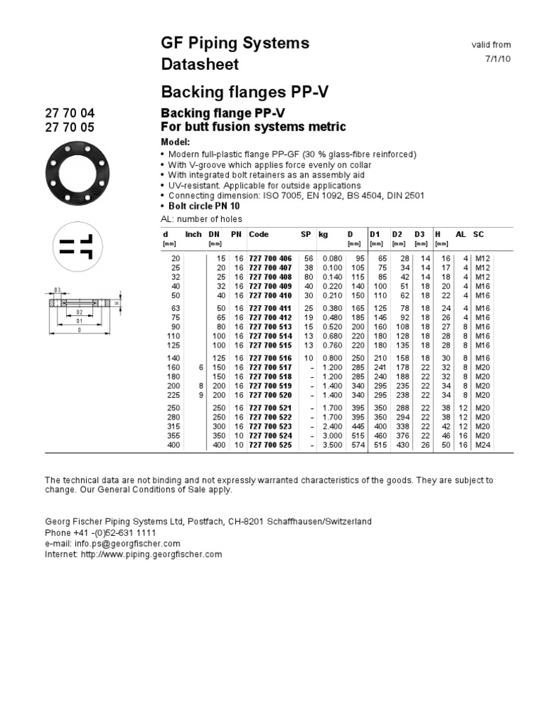 DIN Flange Dimensions for PP-V Systems | PDF | Mechanical Engineering