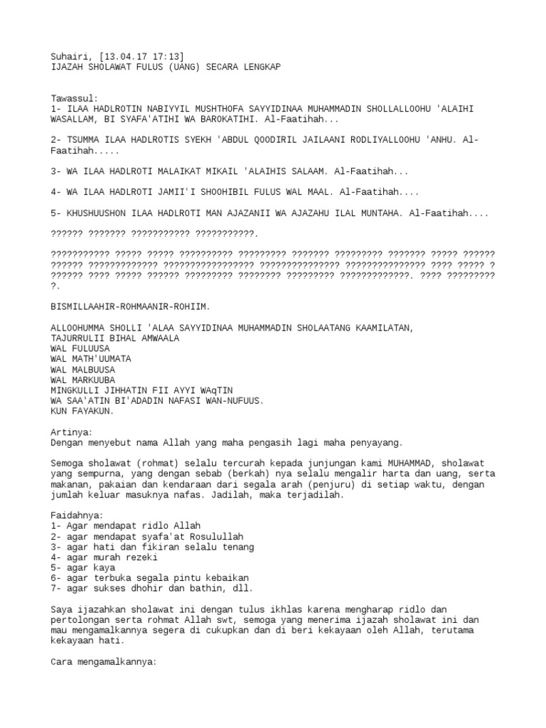 Sholawat Fullus | PDF | Agama & Spiritualitas