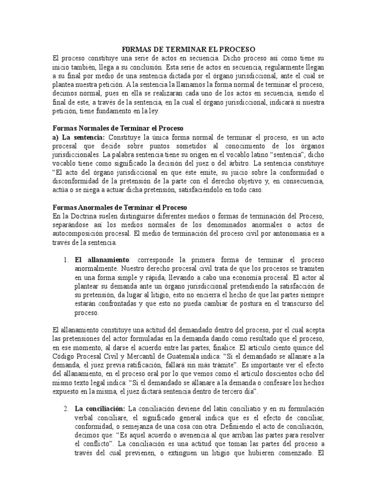 F0rmas de Terminar El Proceso | PDF | Evidencia (ley) | Ley procesal