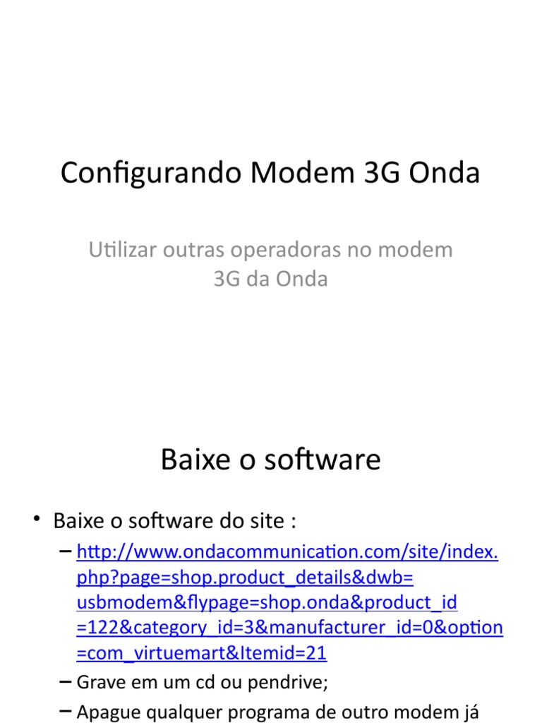 Configurando Modem 3G Onda (Tim) para Outra Operadora (Claro) | PDF