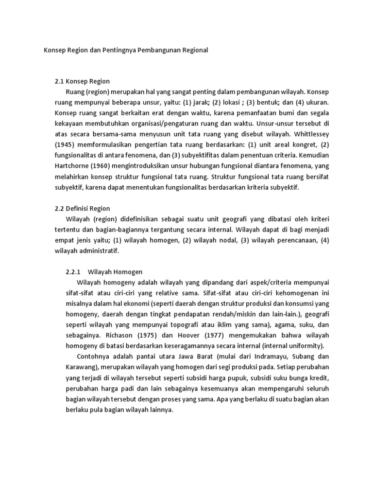 Konsep dan Definisi Region dalam Pembangunan | PDF | Sains & Matematika