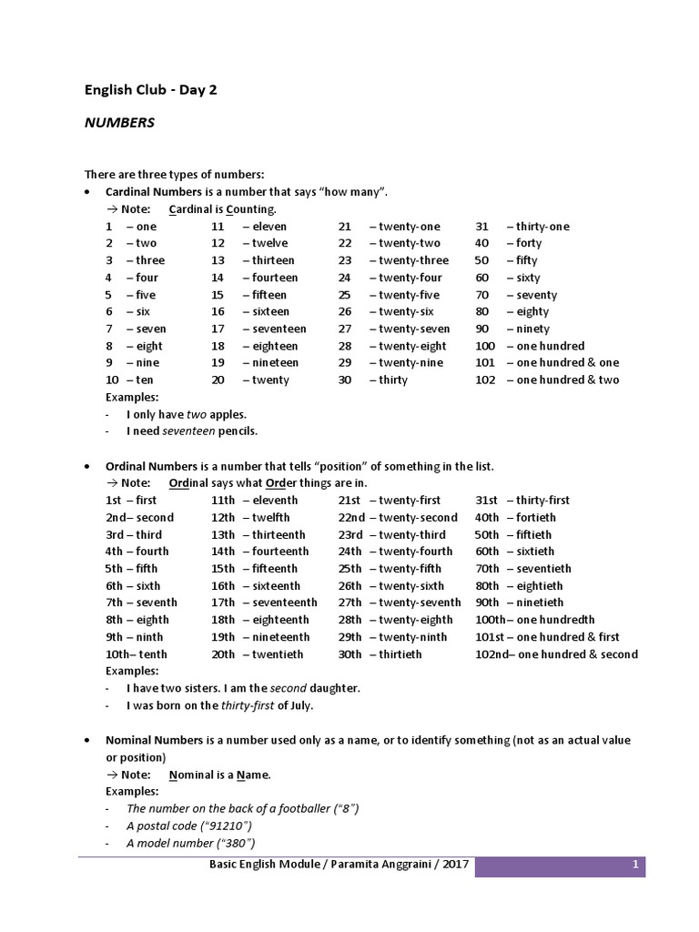 Basic English Modules - Numbers | PDF | Violence | Sports